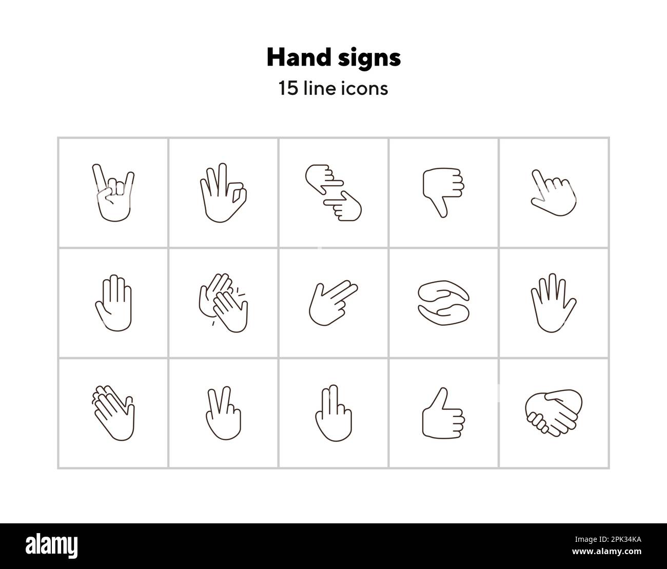 Hand signs line icons Stock Vector Image & Art - Alamy