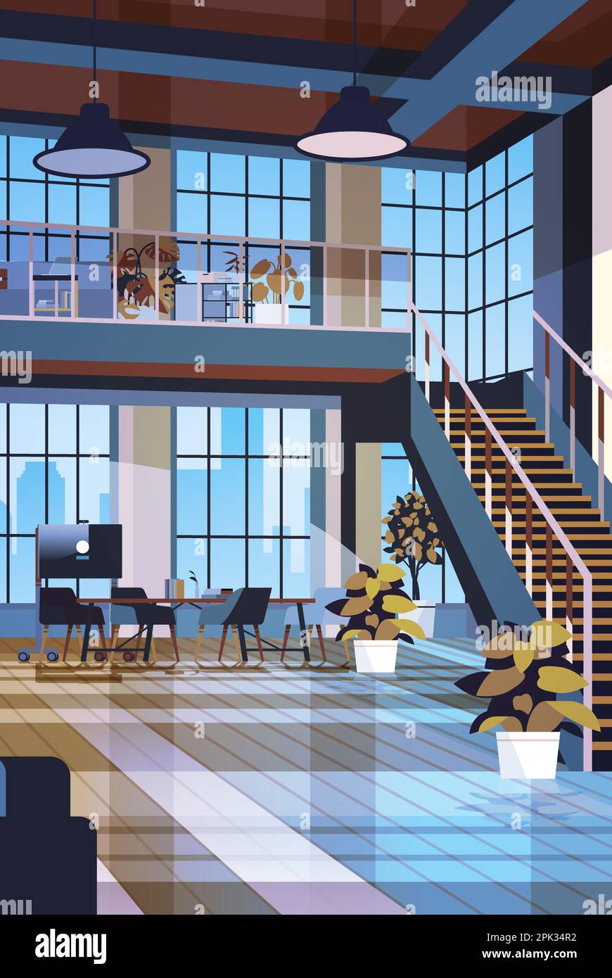 creative empty no people apartment modern loft interior of open space ...