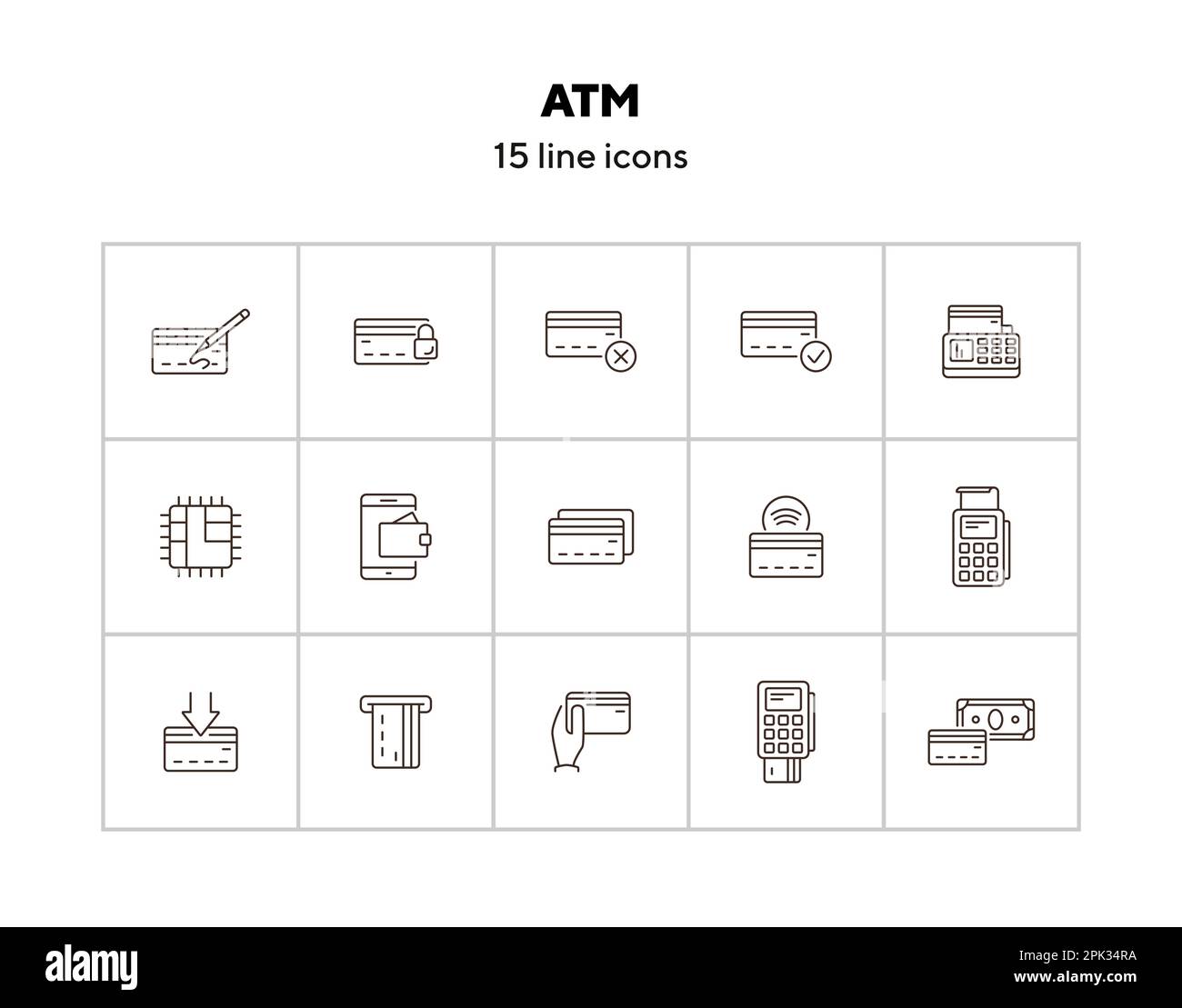 ATM line icon set Stock Vector Image & Art - Alamy