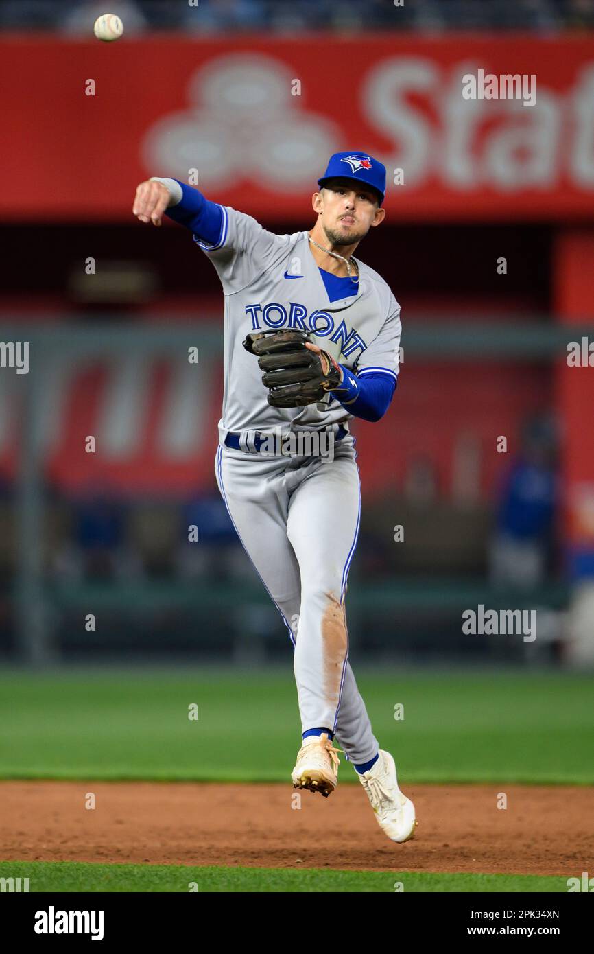 Toronto Blue Jays second baseman Cavan Biggio throws out Kansas City ...
