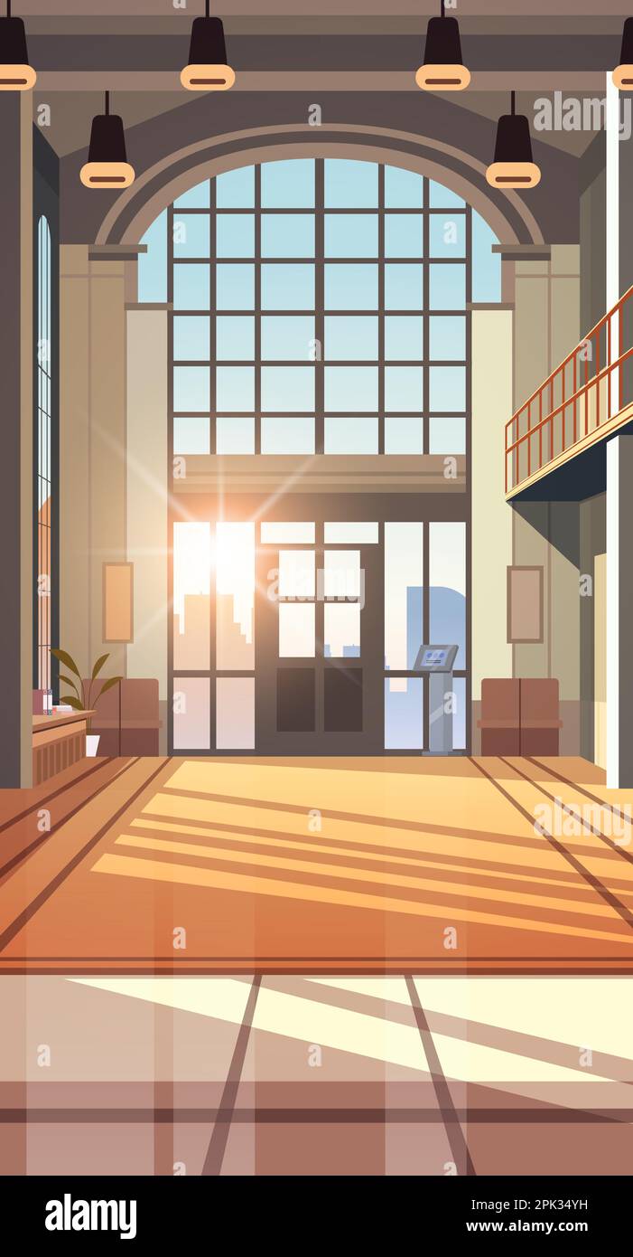 modern loft interior of office corridor with furniture empty no people ...