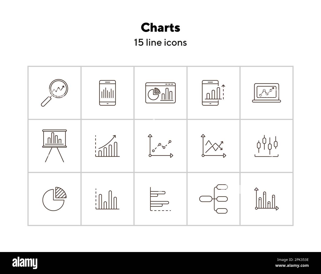 Charts line icon set Stock Vector Image & Art - Alamy