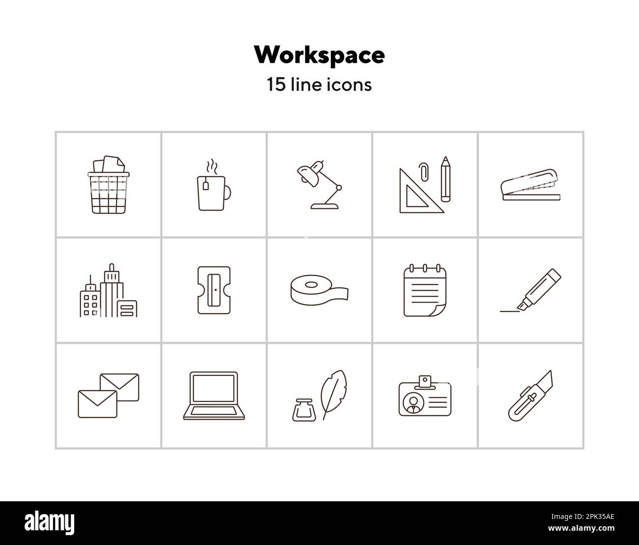 Workspace icon set Stock Vector Image & Art - Alamy
