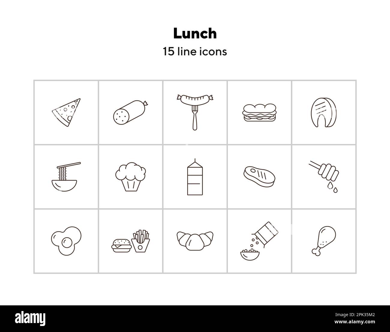 Lunch line icon set Stock Vector Image & Art - Alamy