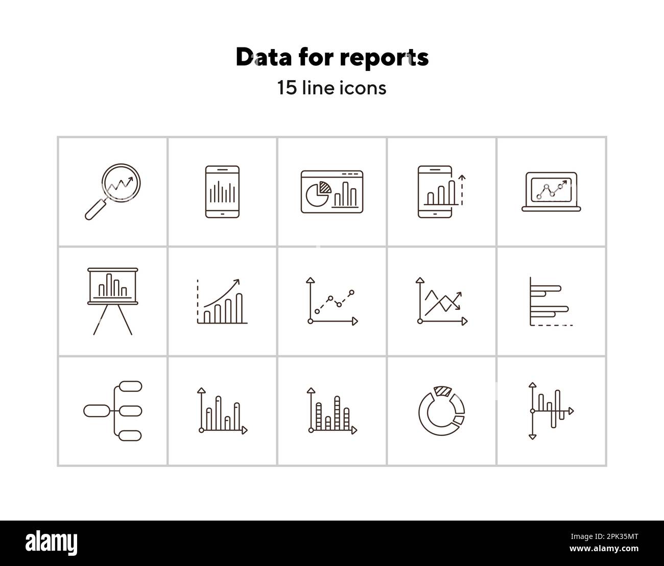 Data for reports line icon set Stock Vector Image & Art - Alamy