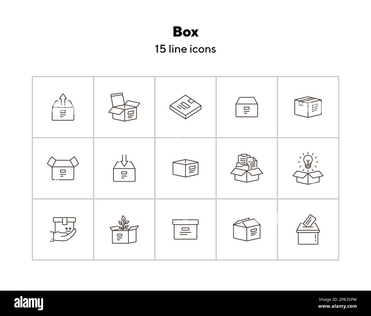 Box line icon set Stock Vector Image & Art - Alamy