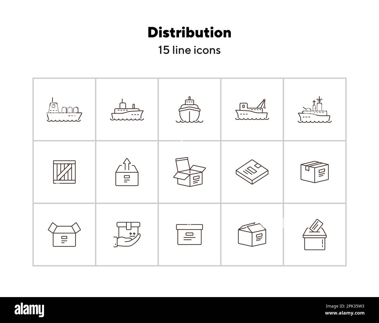 Distribution line icon set Stock Vector Image & Art - Alamy