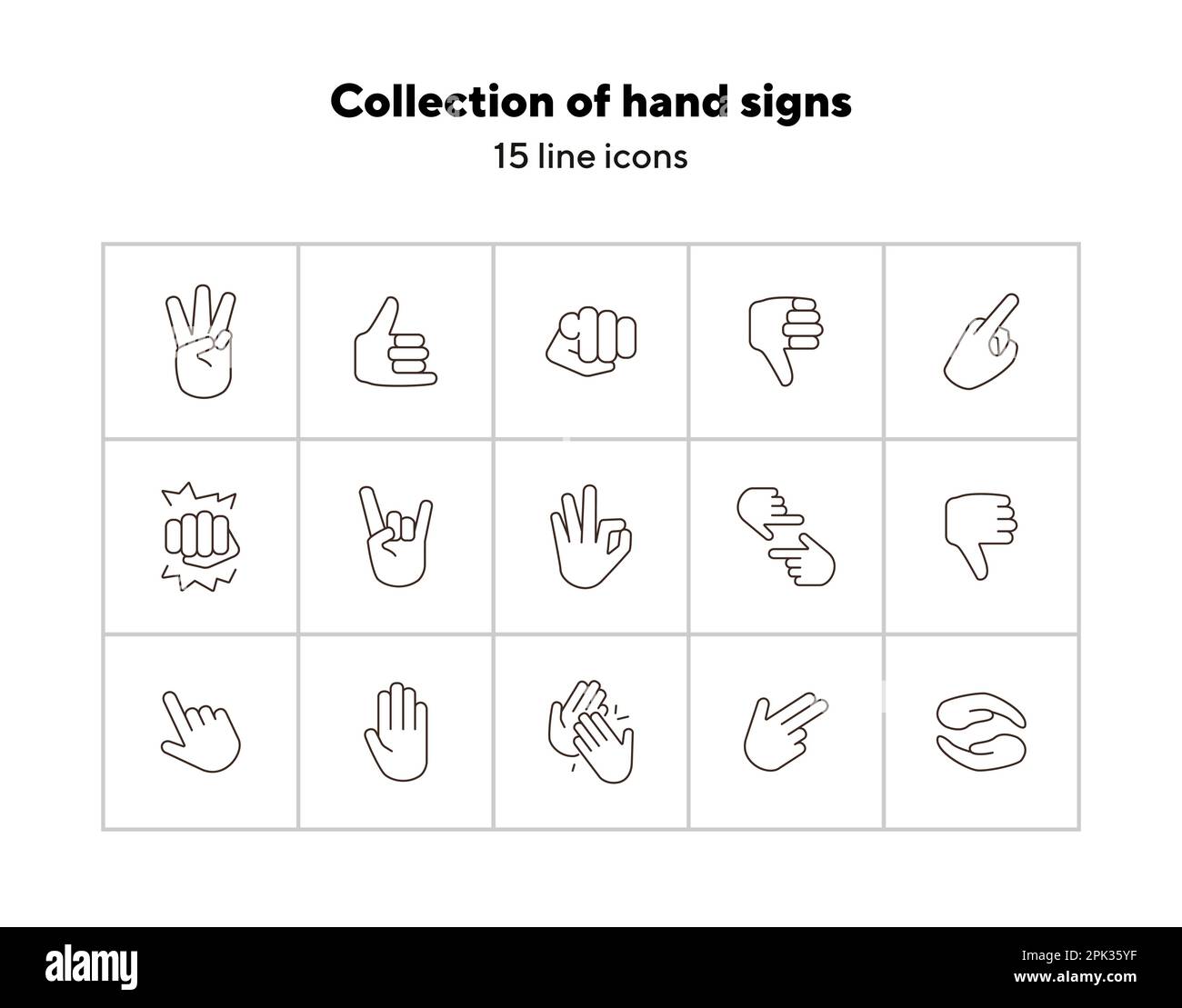Collection of hand signs line icons Stock Vector Image & Art - Alamy