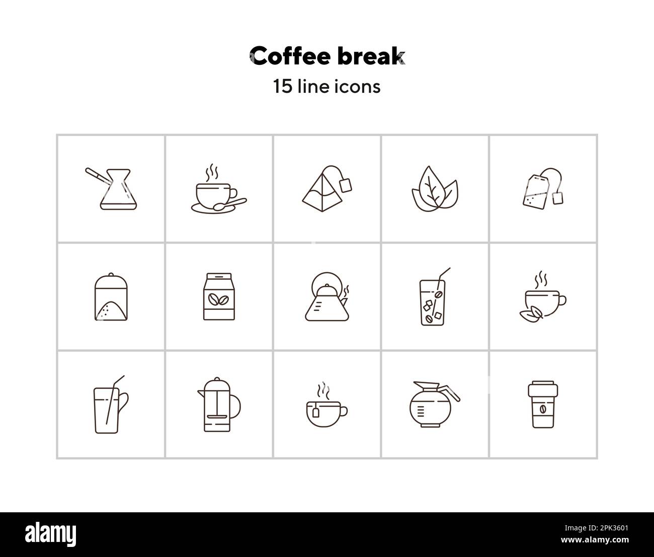 Coffee break line icon set Stock Vector Image & Art - Alamy