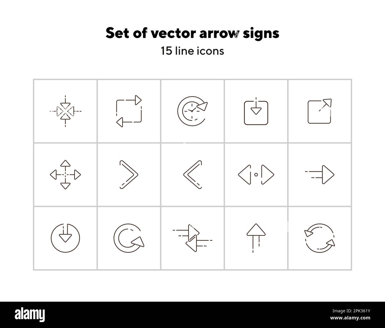 Set of vector arrow signs. Arrow concept. Line icon. Orientation Stock ...