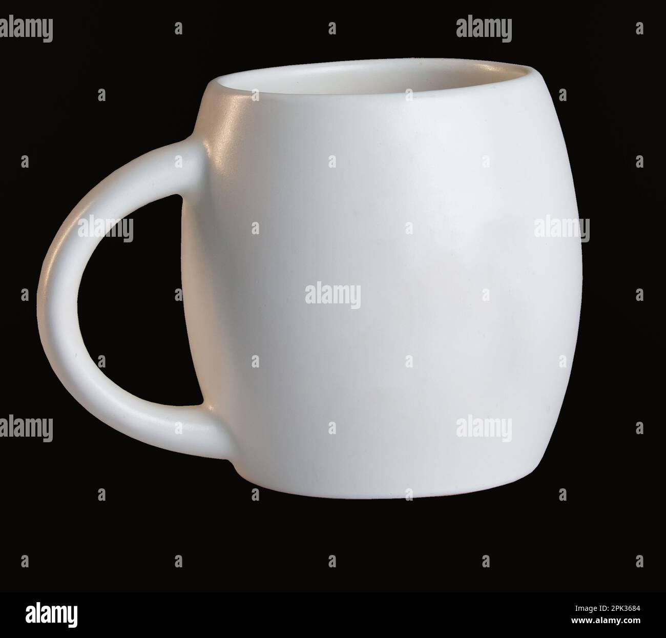 White cup isolate with handle. Side view. Mockup template Stock Photo ...