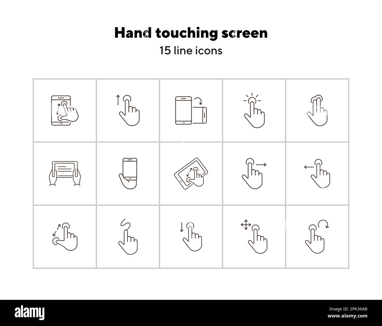Hand touching screen icons Stock Vector Image & Art - Alamy