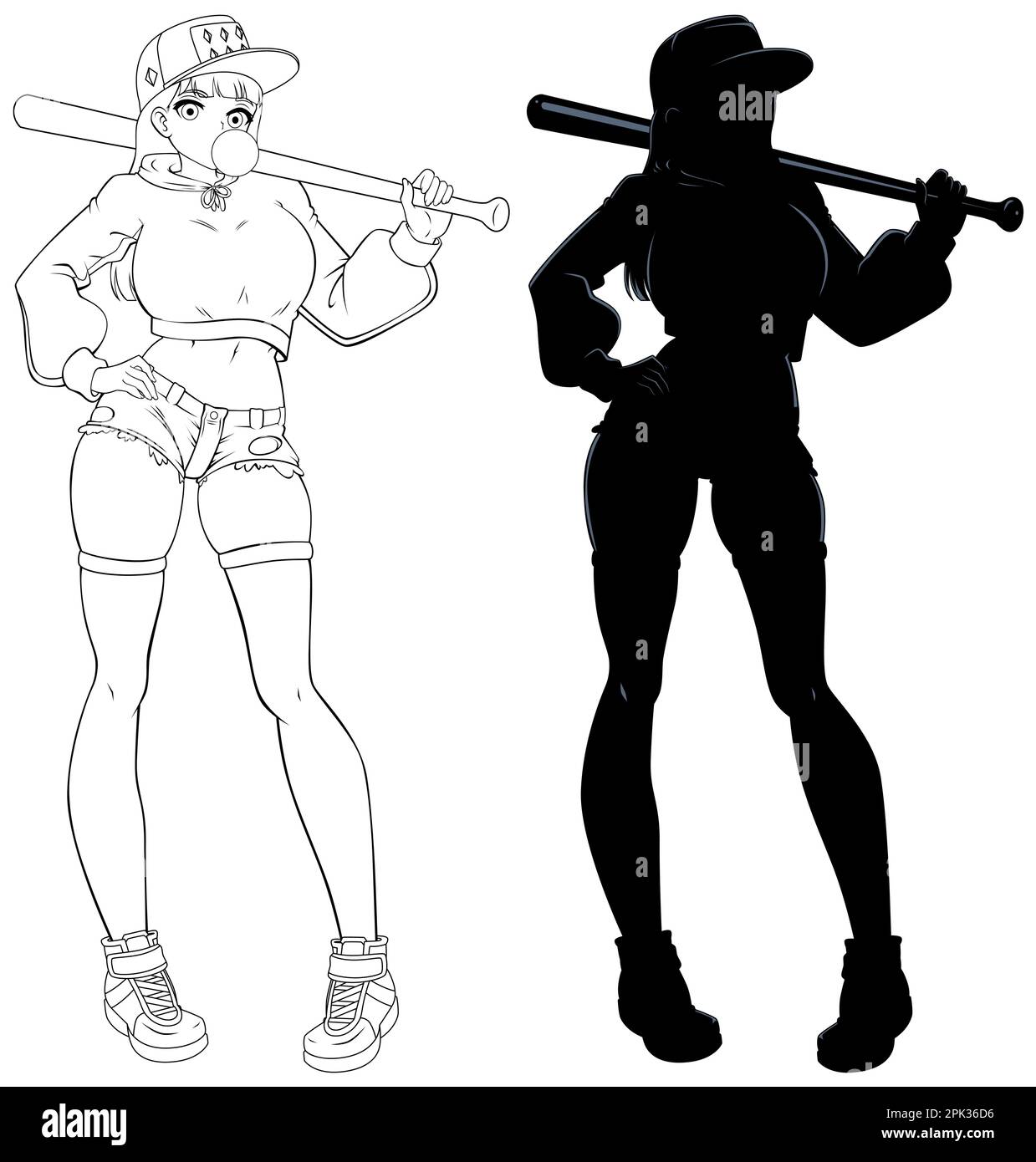 Anime Bat Girl Line Art Stock Vector Image & Art - Alamy