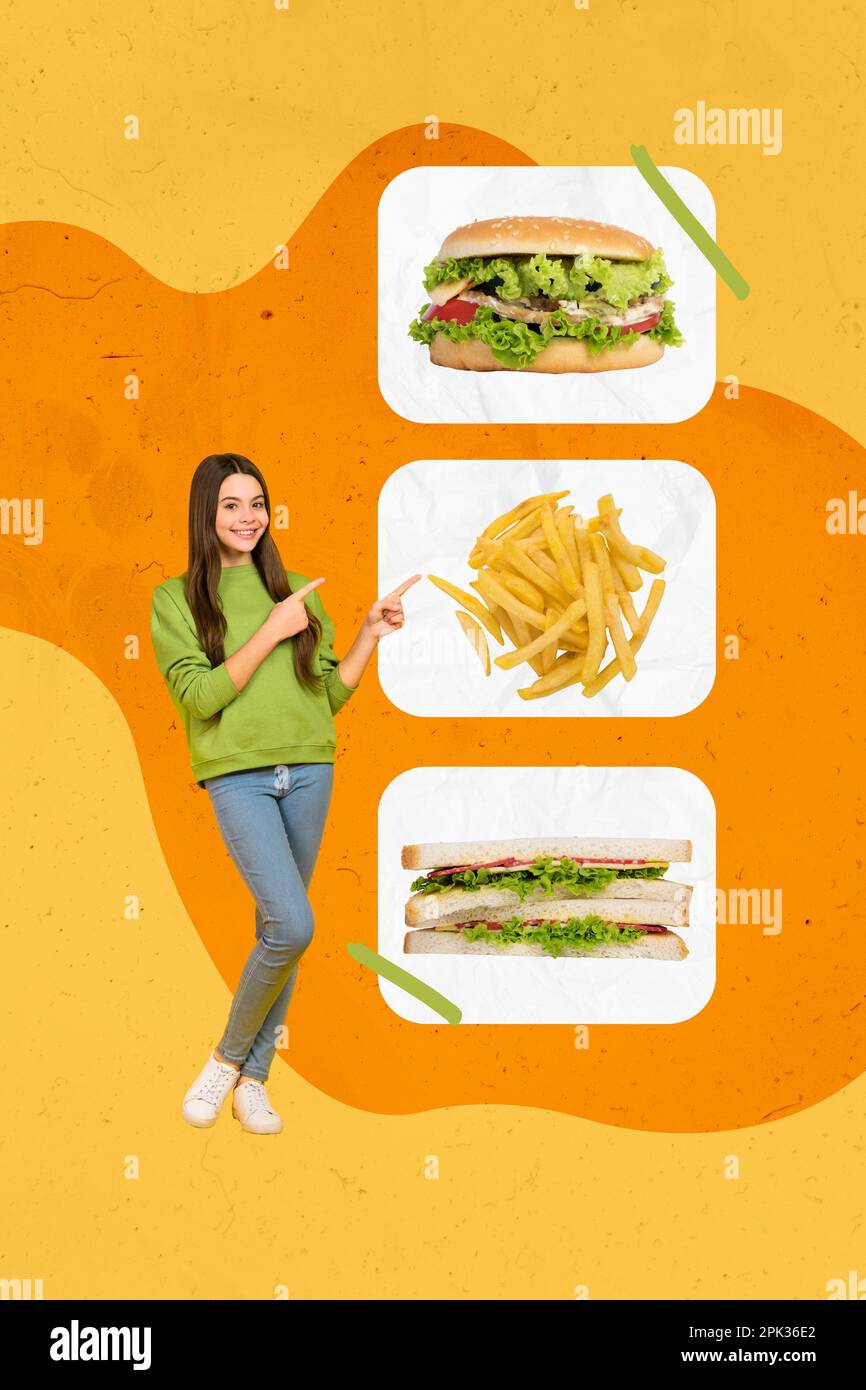 Vertical photo template collage of nice pleasant positive girl ...