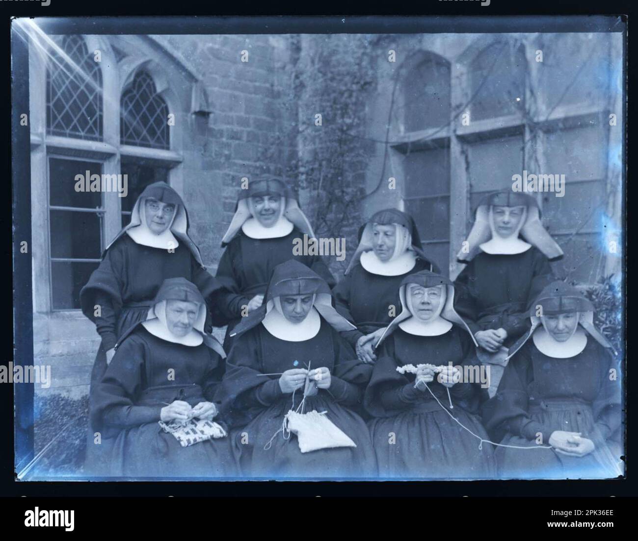 Knitting nuns! Poor Clares Priory, Woodchester, early 1900s Stock Photo ...