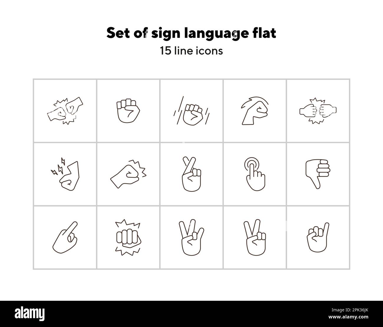 Set of sign language flat line icons Stock Vector Image & Art - Alamy
