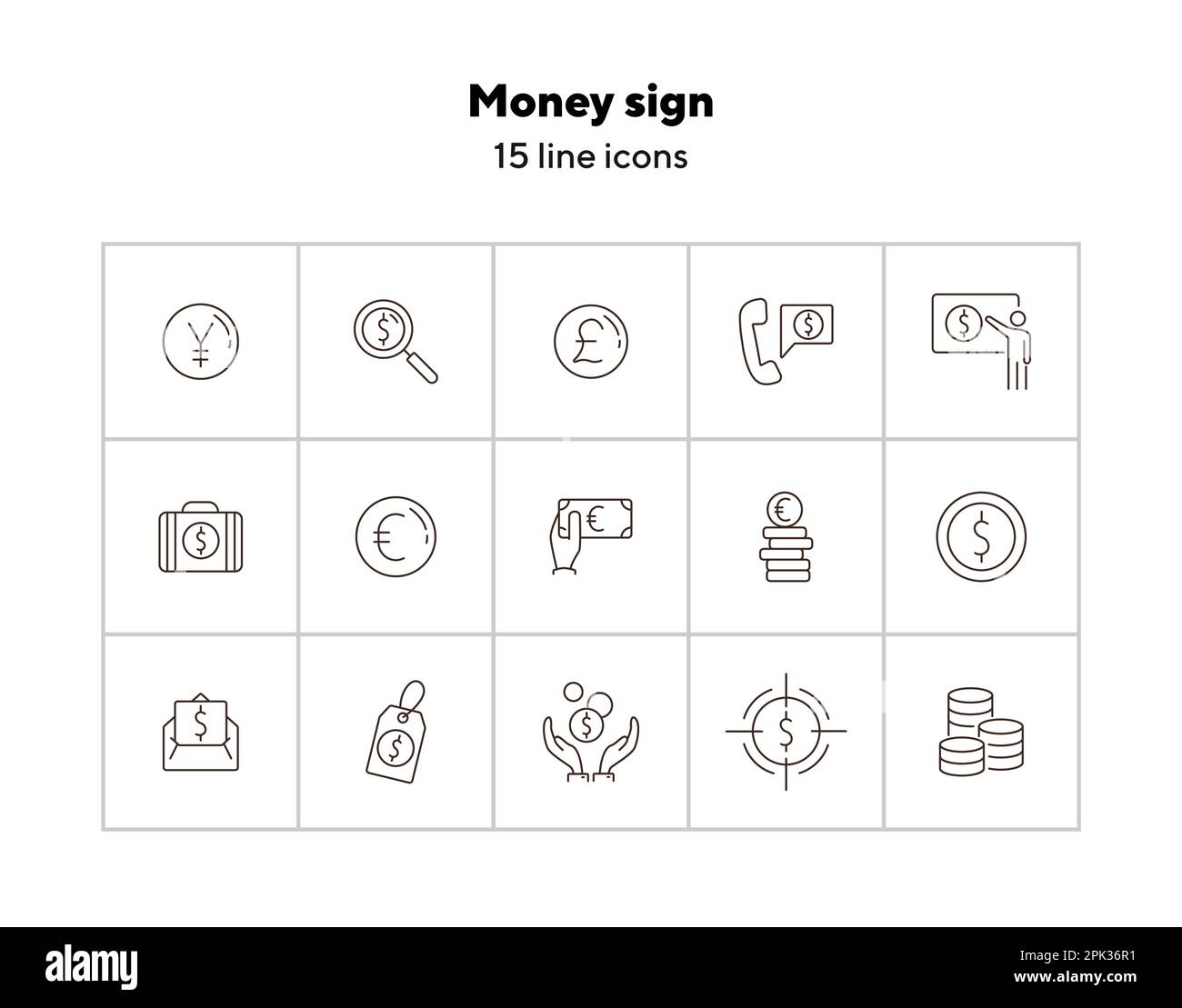 Money sign line icon set Stock Vector Image & Art - Alamy