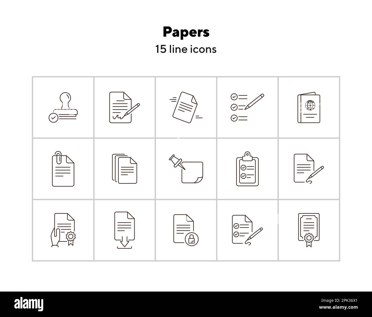 Papers line icon set Stock Vector Image & Art - Alamy