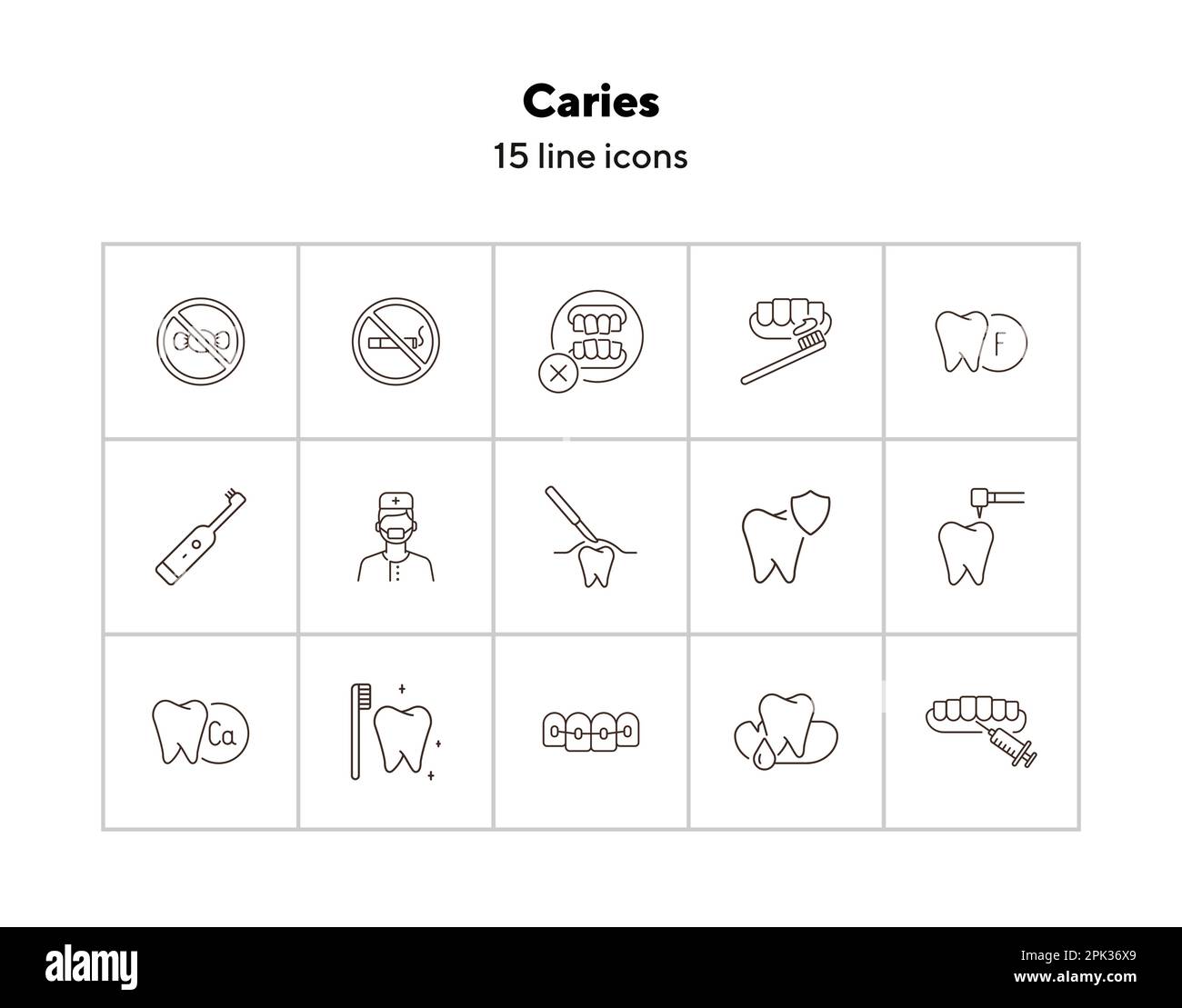 Caries icons. Set of line icons Stock Vector Image & Art - Alamy