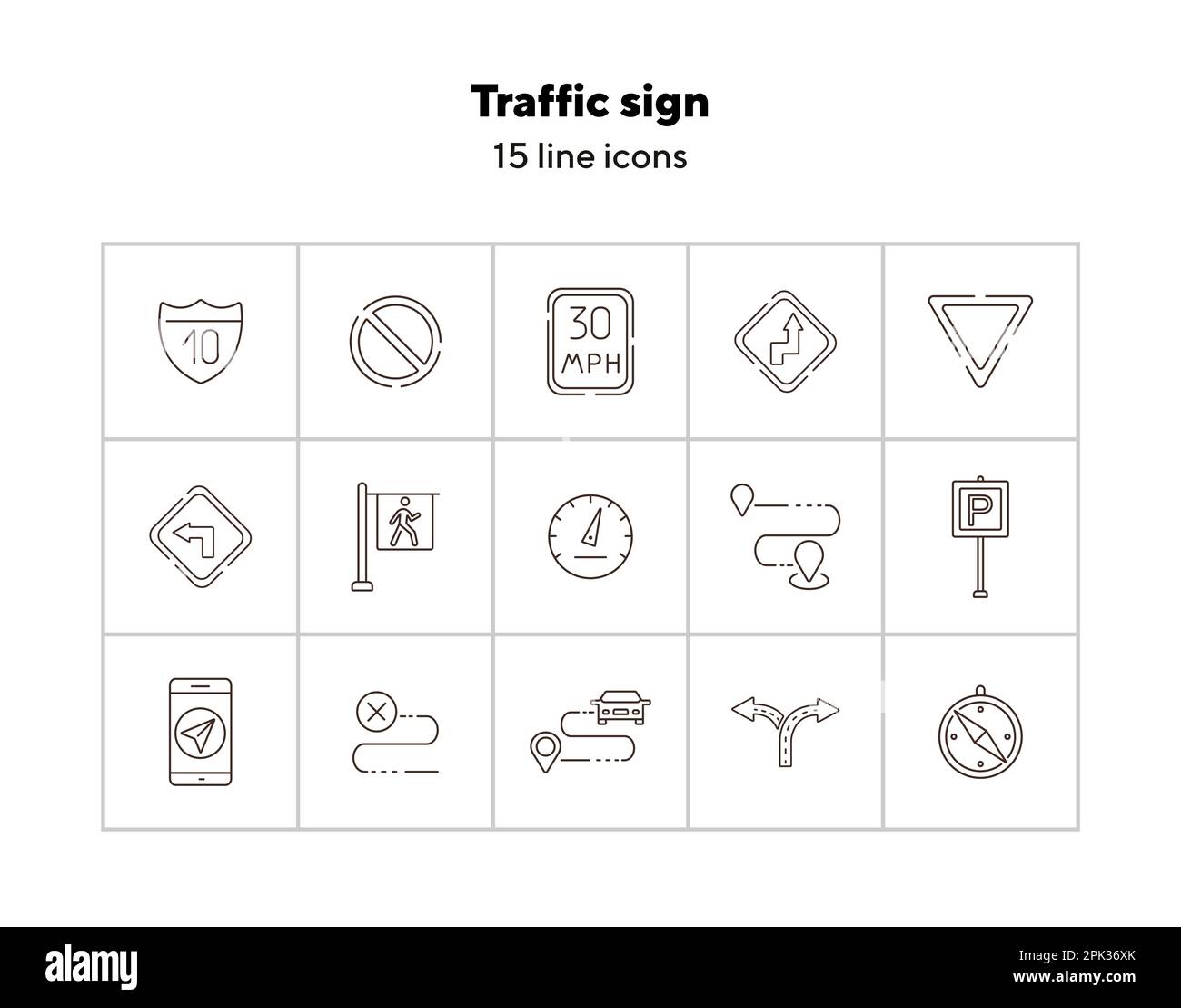 Traffic sign line icons Stock Vector Image & Art - Alamy
