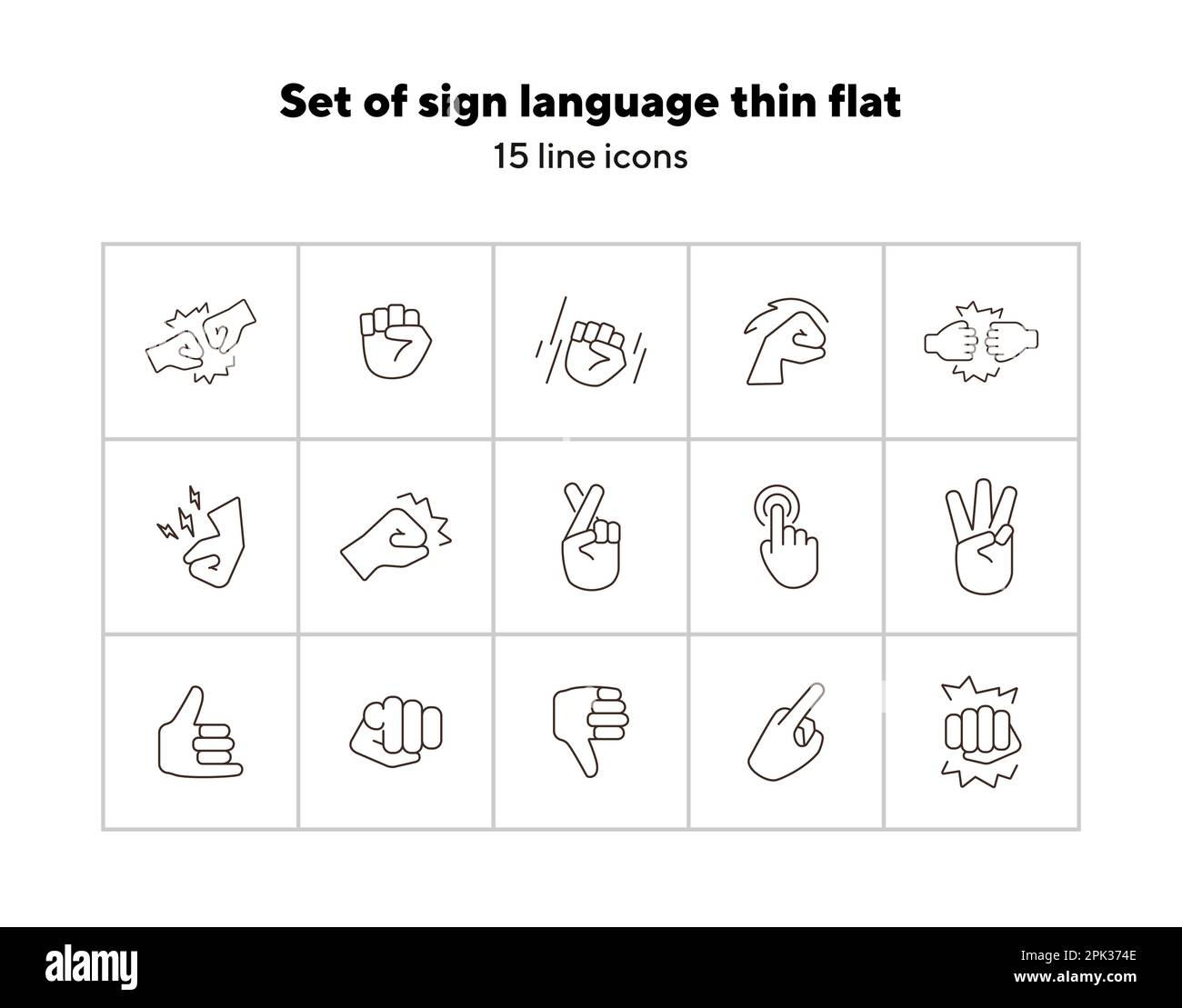 Set of sign language thin flat icons Stock Vector Image & Art - Alamy
