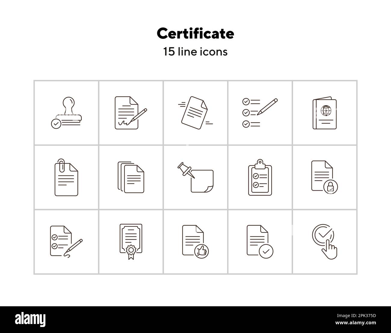 Certificate line icon set Stock Vector Image & Art - Alamy