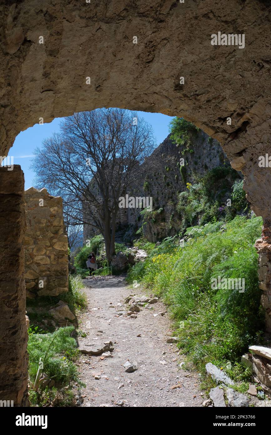 medieval architecture, the castle town of Mystras. Mistras, Greece ...