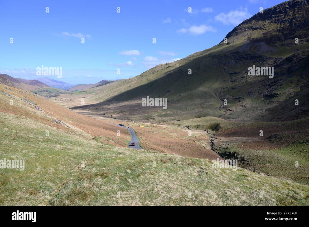 Lake District, Cumbria, UK. View from Newlands Pass looking north-east ...