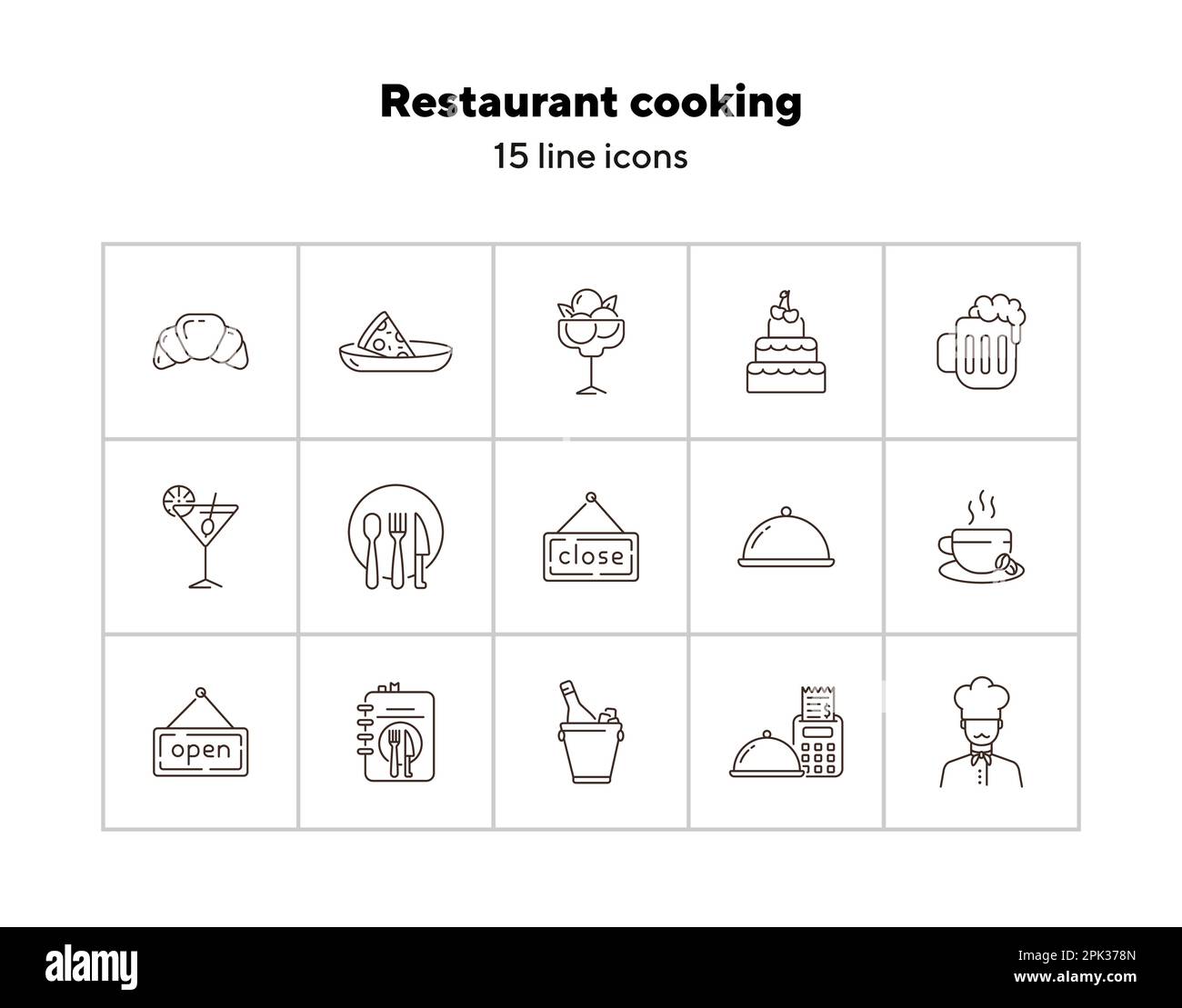 Restaurant cooking line icon set Stock Vector Image & Art - Alamy