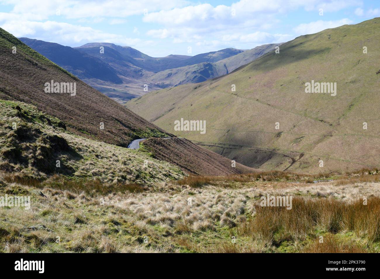 Lake District, Cumbria, UK. View from Newlands Pass looking north-east ...