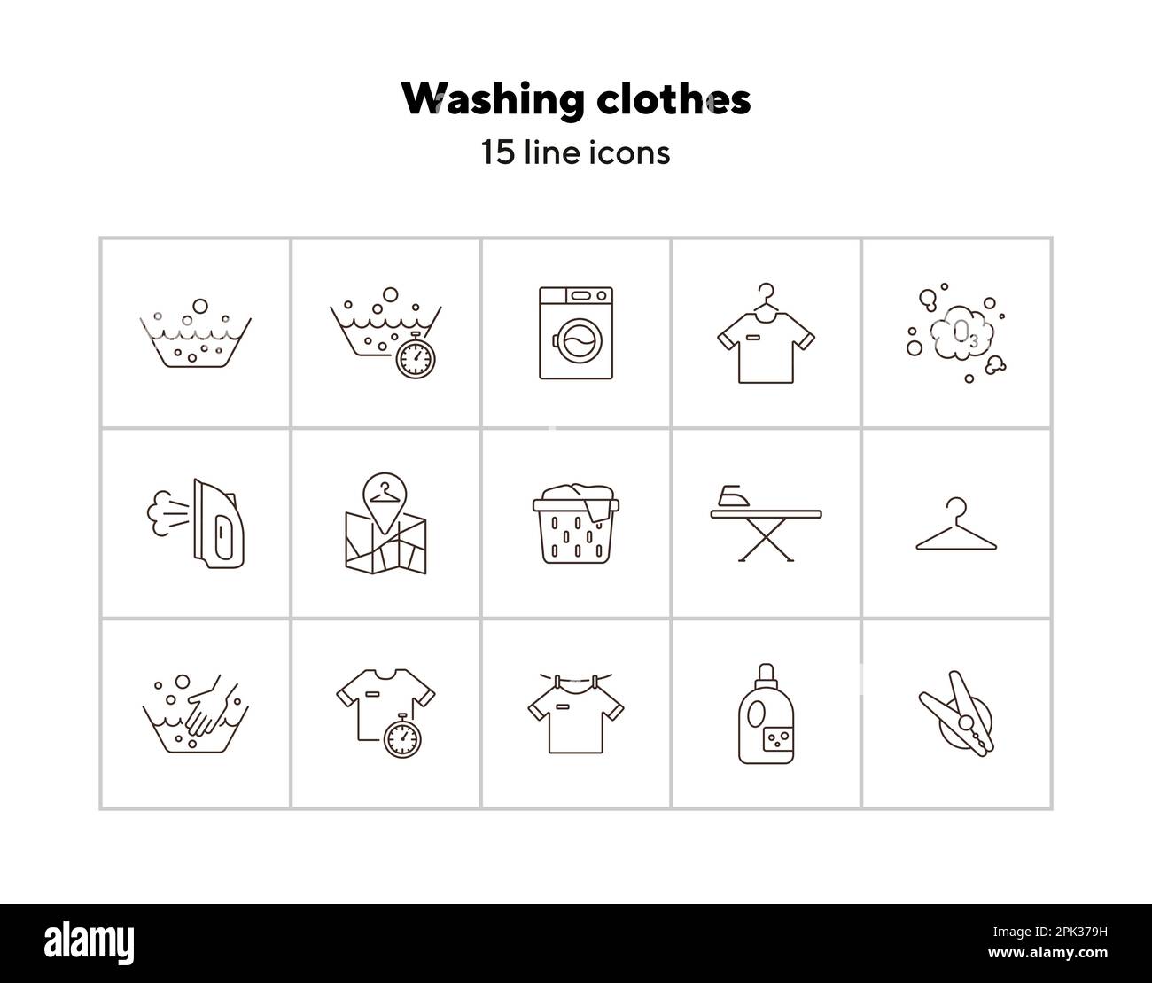 Washing clothes line icon set Stock Vector Image & Art - Alamy