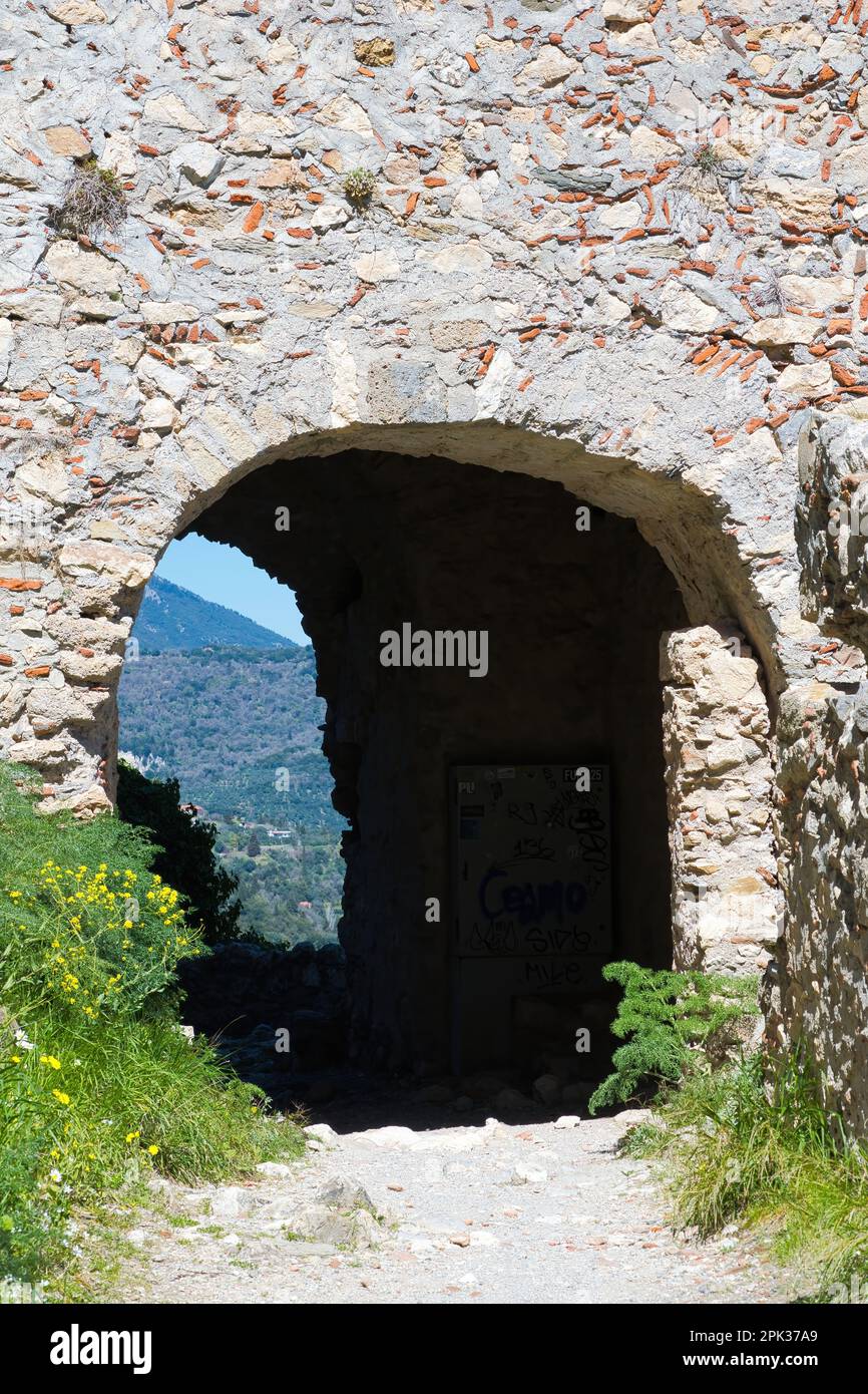 Medieval city of Mystras, Greece. Castle of Mistras. Mistras was a ...