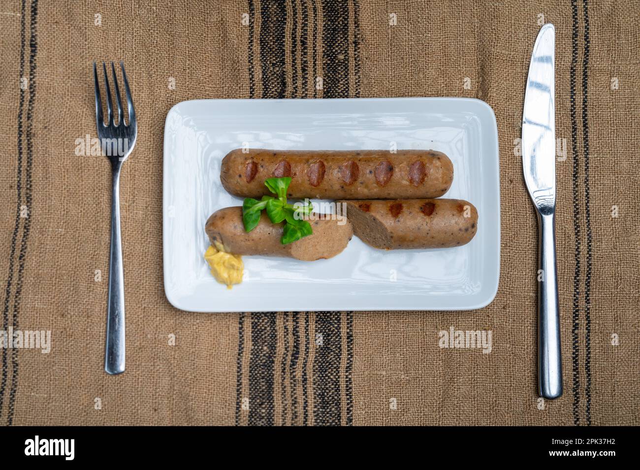 Tasty grilled vegan sausages made from vegetarian plant based soya ...
