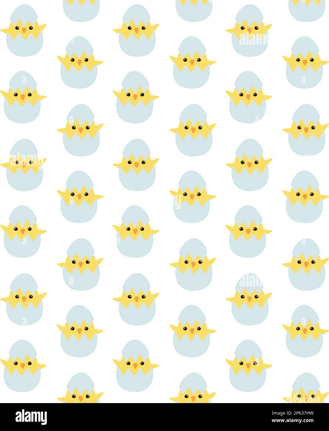 Vector seamless pattern of flat hand drawn chick in egg shell isolated ...
