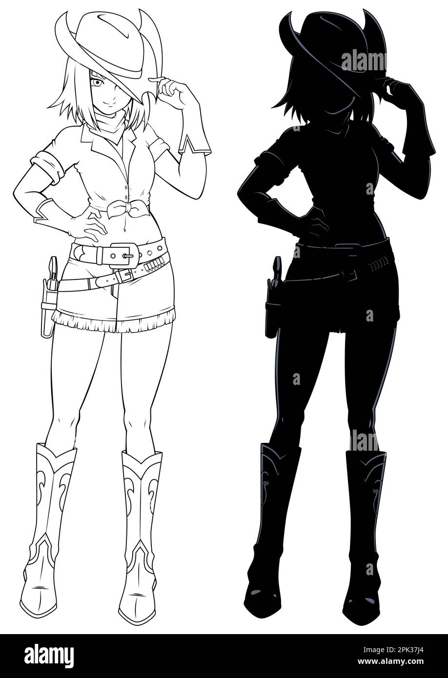 Cowgirl Outline Drawing