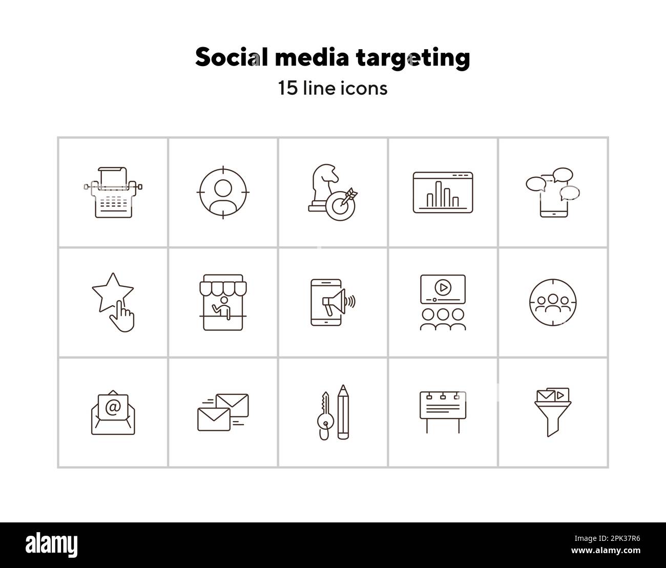 Social media targeting line icon set Stock Vector Image & Art - Alamy