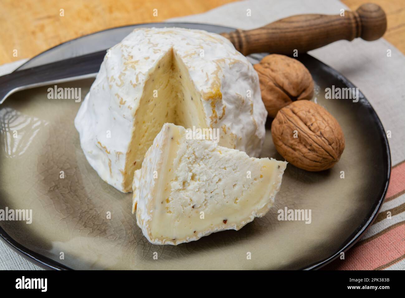 Cheese collection, soft cow French cheese with mold Gaperon artisanal ...