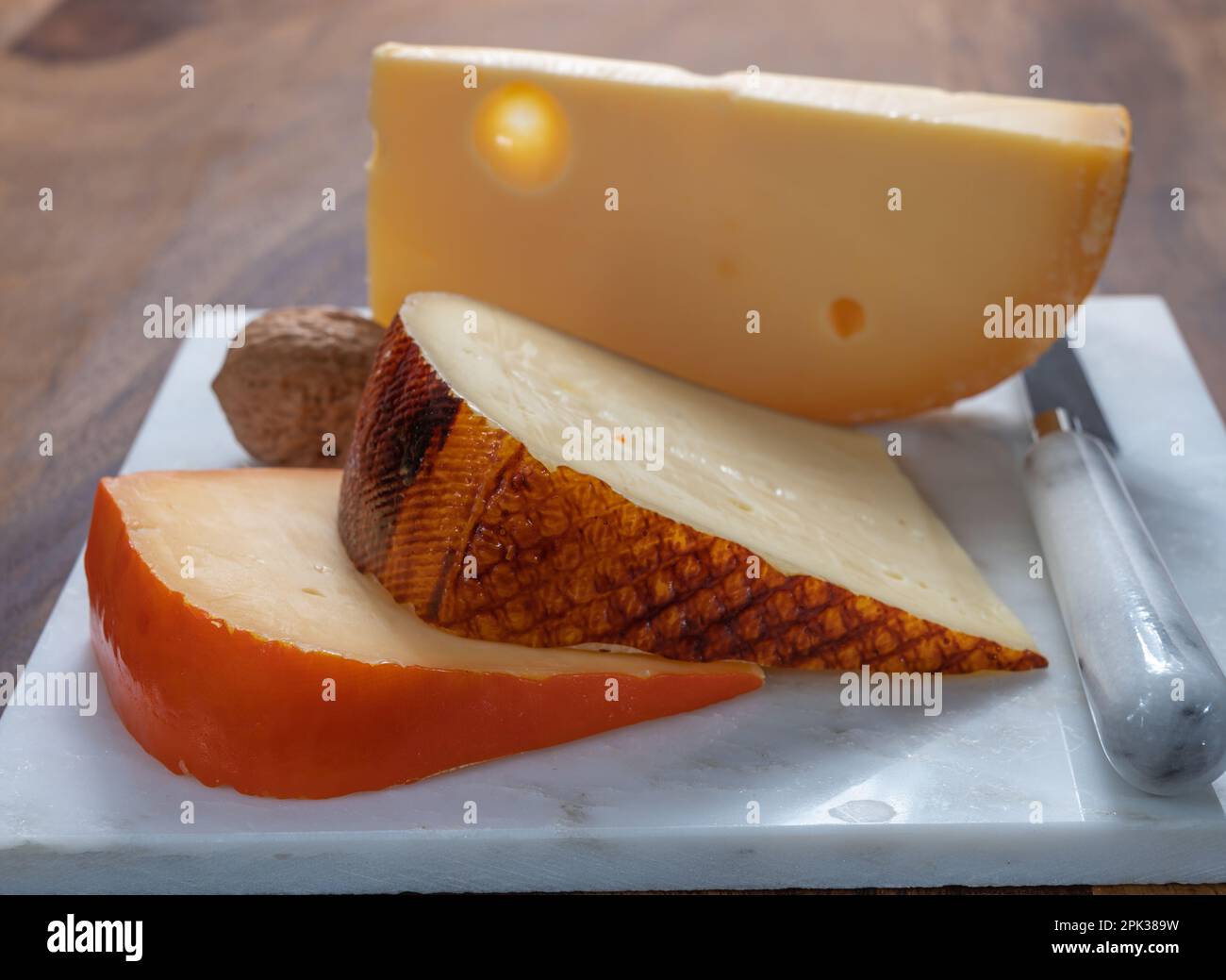 Cheese collection, tasty Belgian abbey cheeses made with brown trappist ...