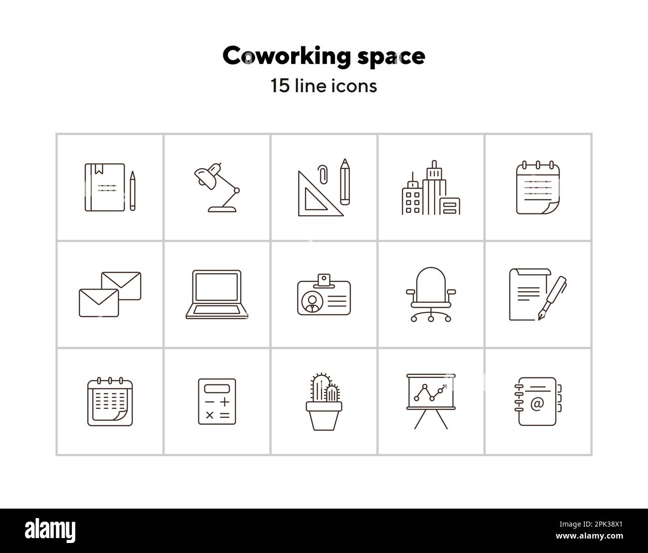 Coworking space icon set Stock Vector Image & Art - Alamy