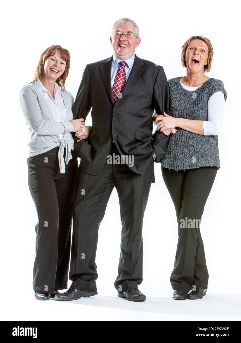 Business Colleagues: Relaxed Team. Full length portrait of friendly ...