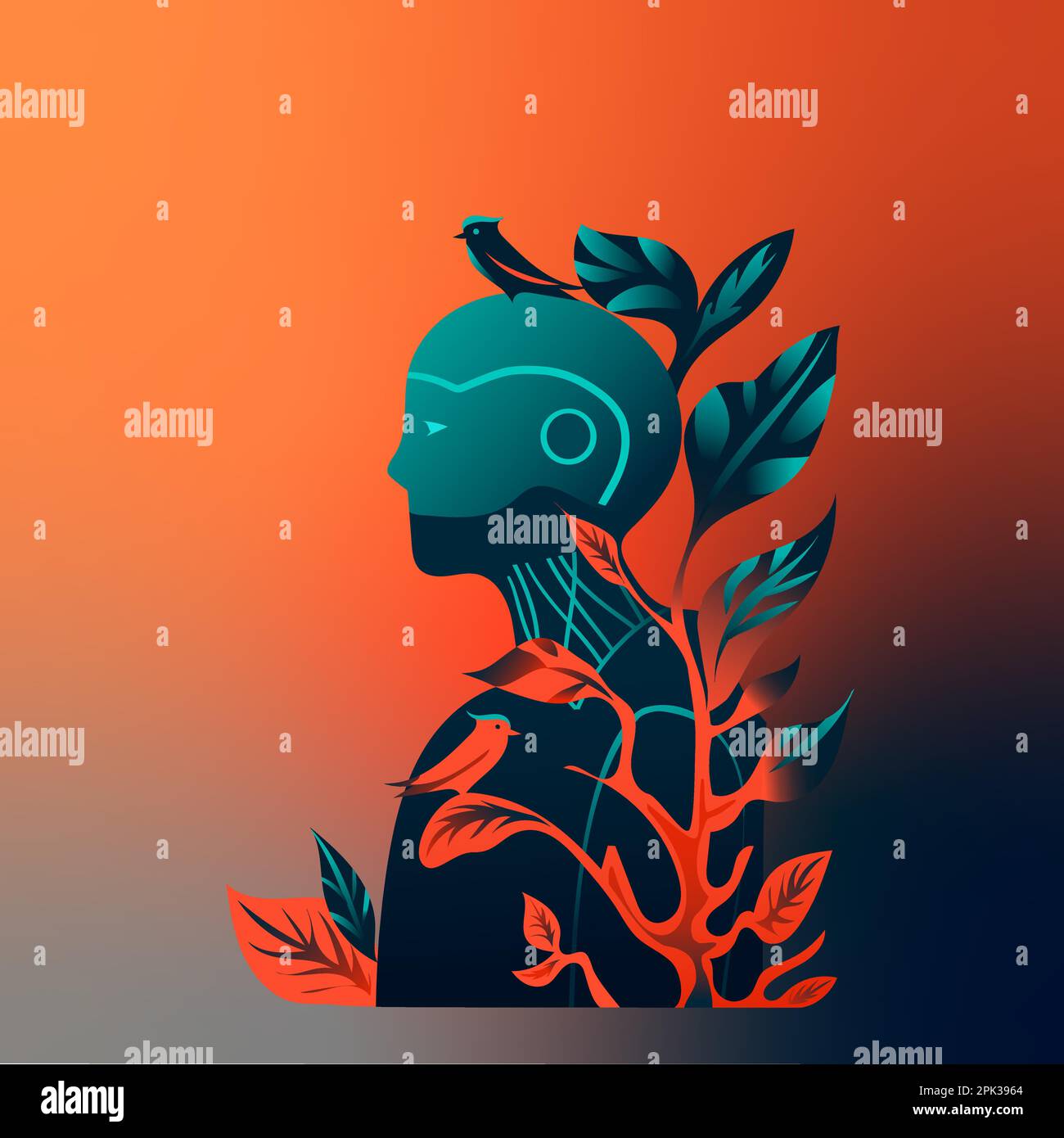 Vector illustration of a robot. artificial intelligence Chat bot human ...