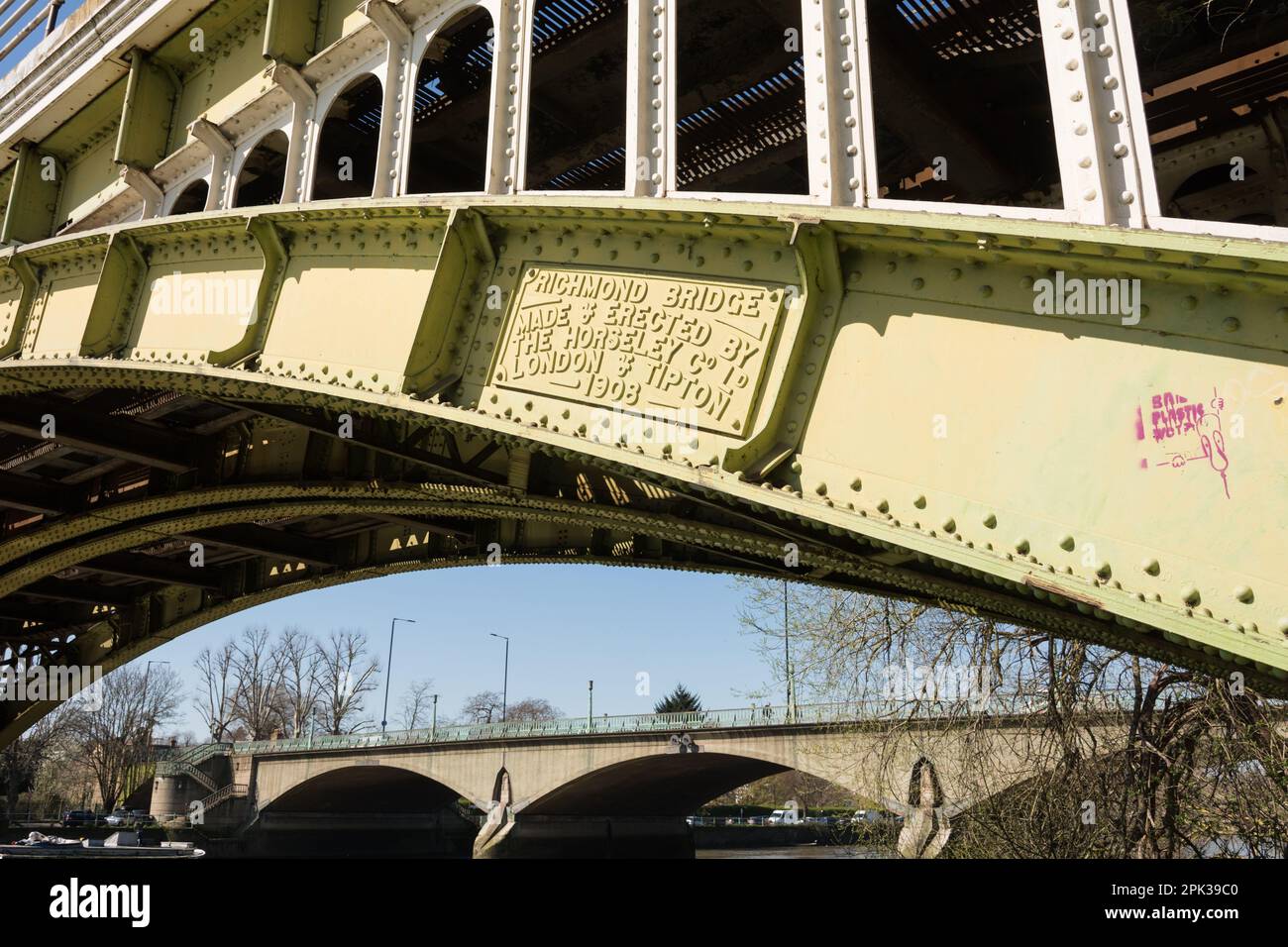 Closeup of steel girders and rivets on Richmond Railway Bridge, made ...