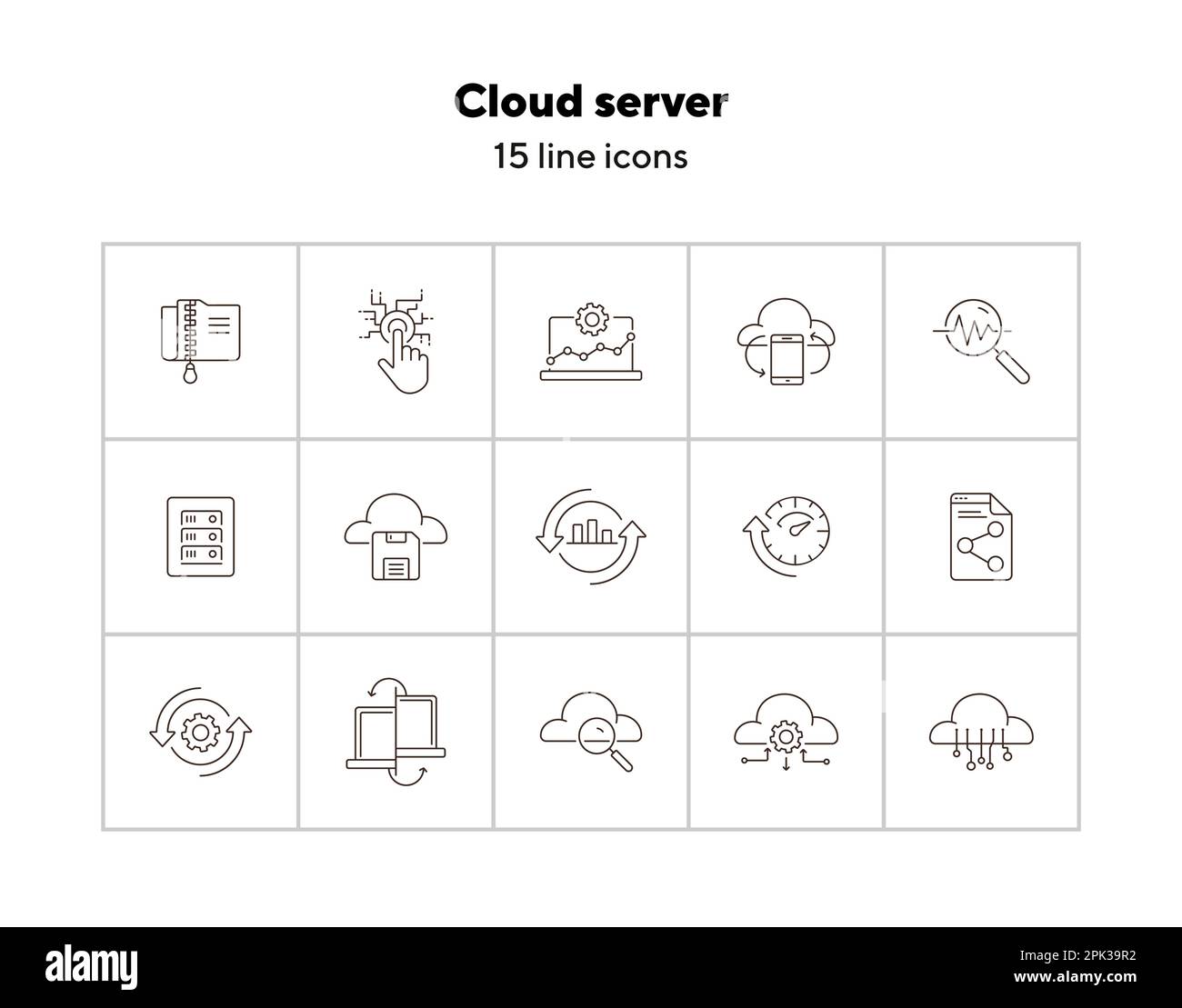 Cloud server line icon set Stock Vector Image & Art - Alamy