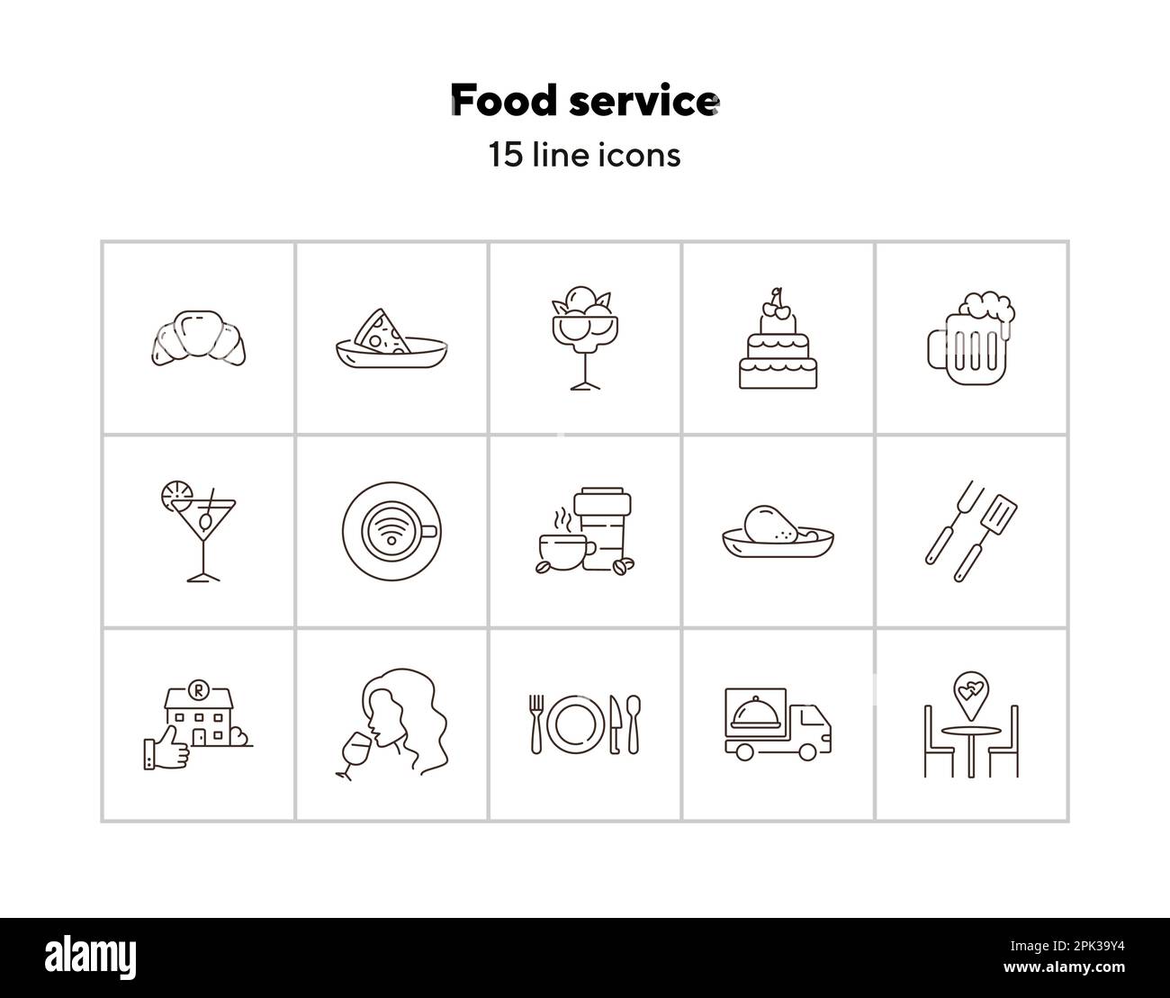 Food service line icon set Stock Vector Image & Art - Alamy