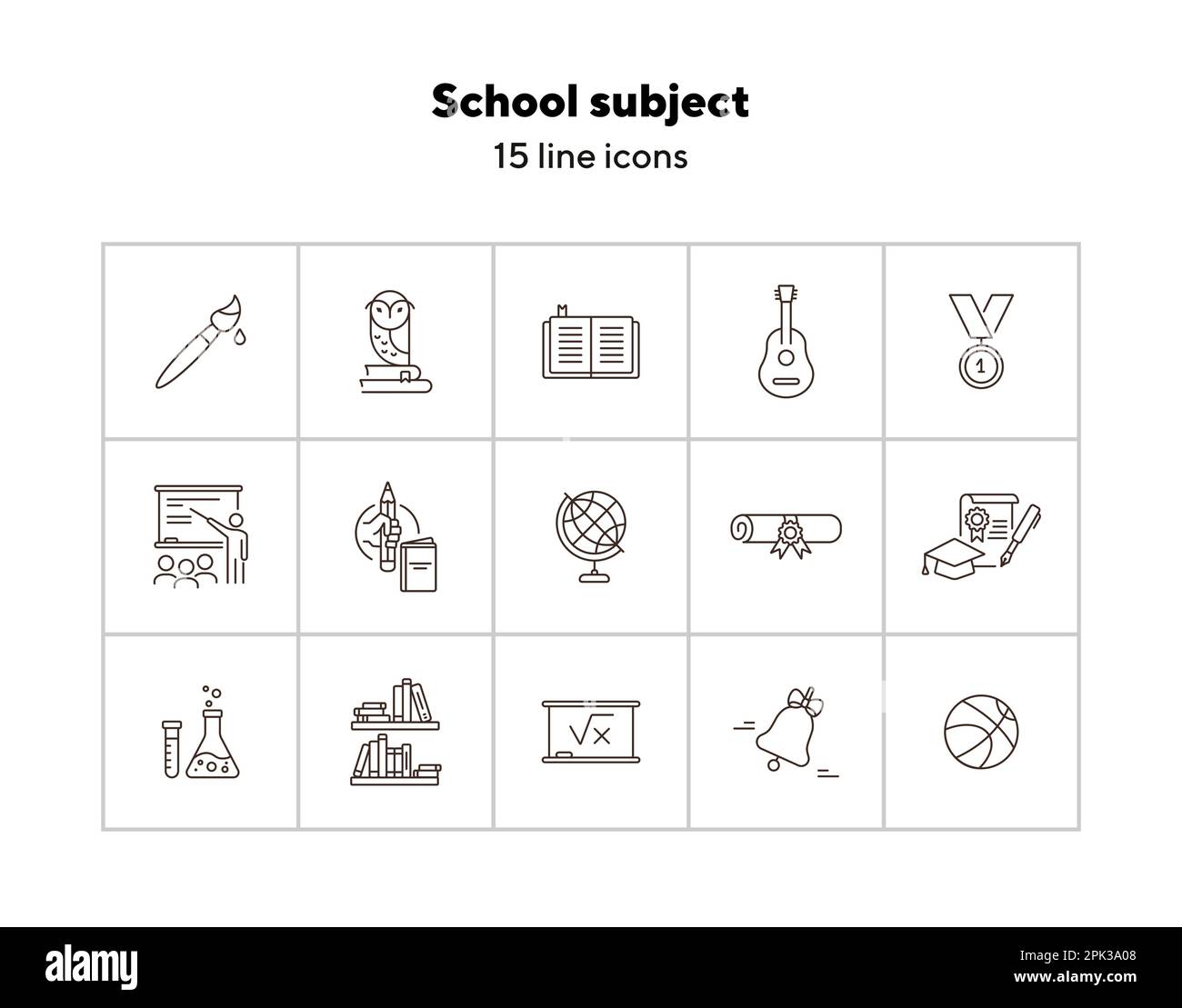 School subject line icon set Stock Vector Image & Art - Alamy