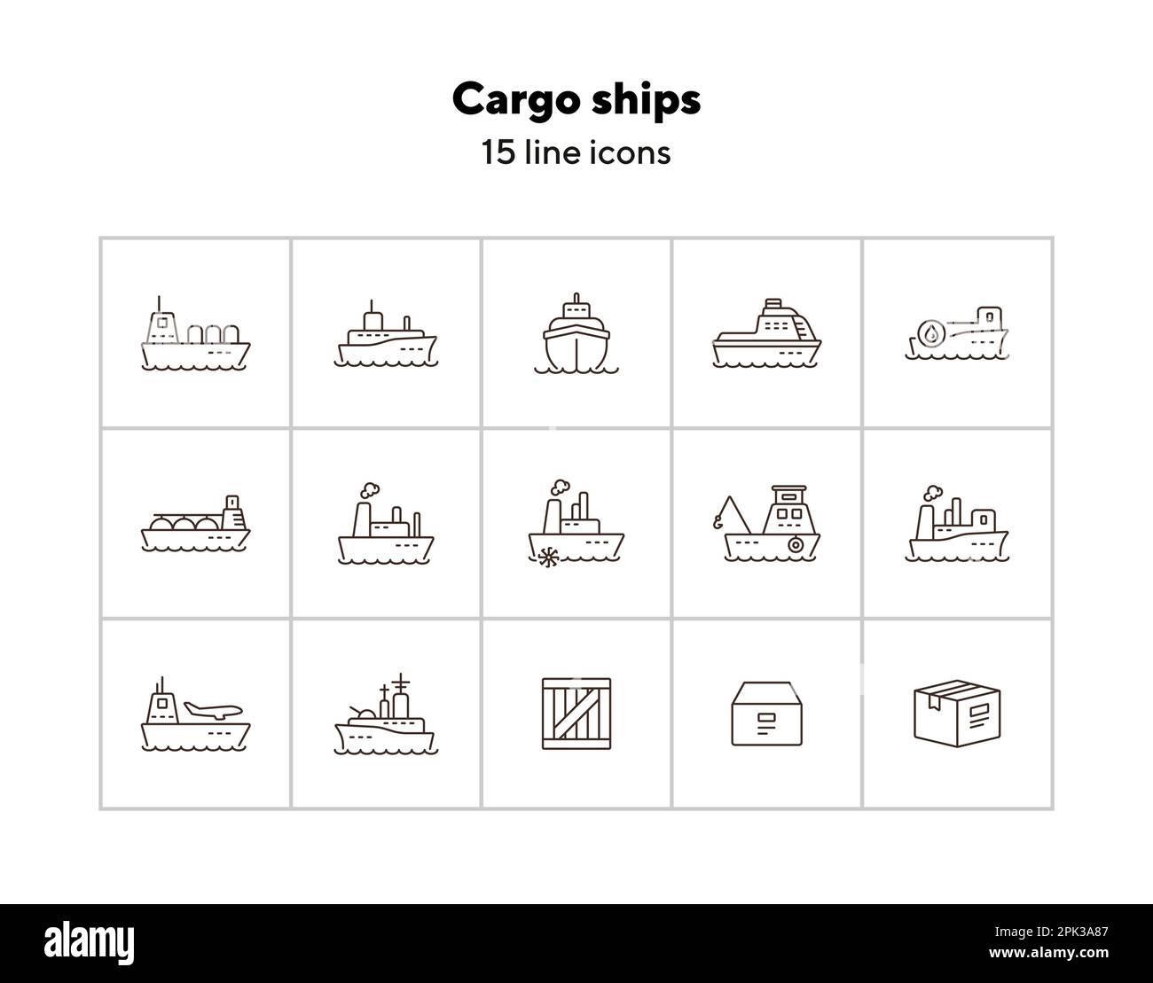 Cargo ships line icon set Stock Vector Image & Art - Alamy