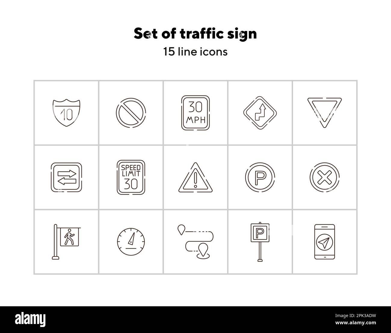 Set of traffic sign line icons Stock Vector Image & Art - Alamy