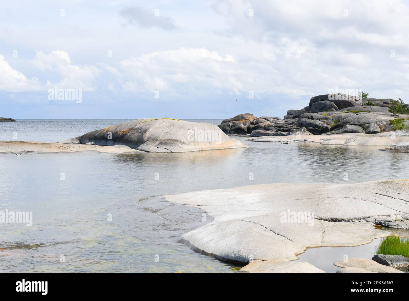 Peaceful landscape in archipelago with islands, sun and the sea Stock ...