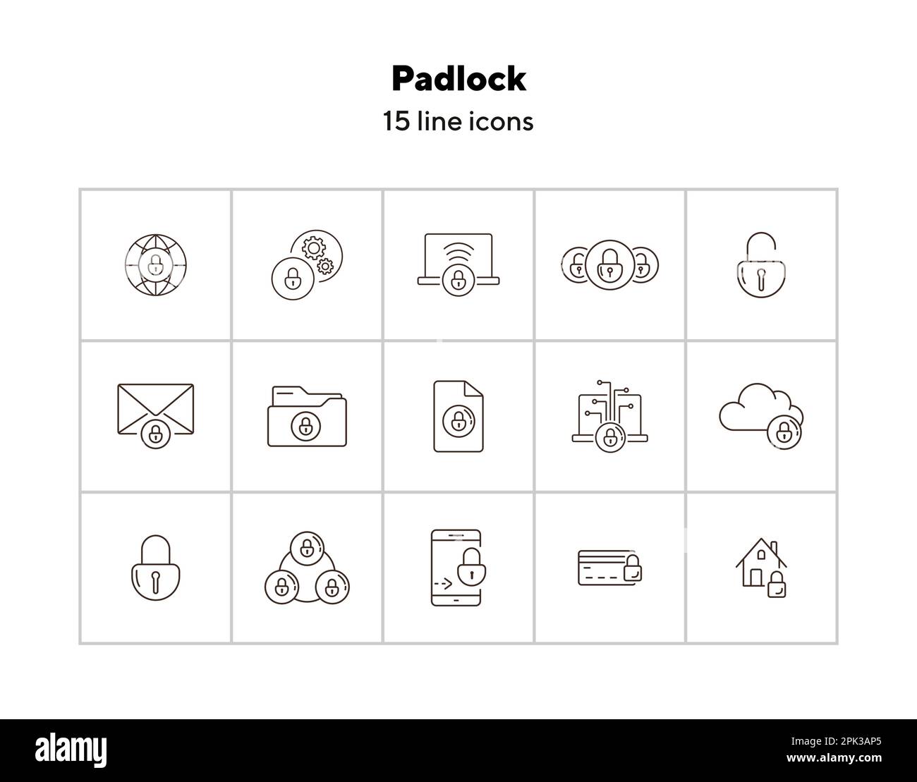 Padlock line icons Cut Out Stock Images & Pictures - Alamy
