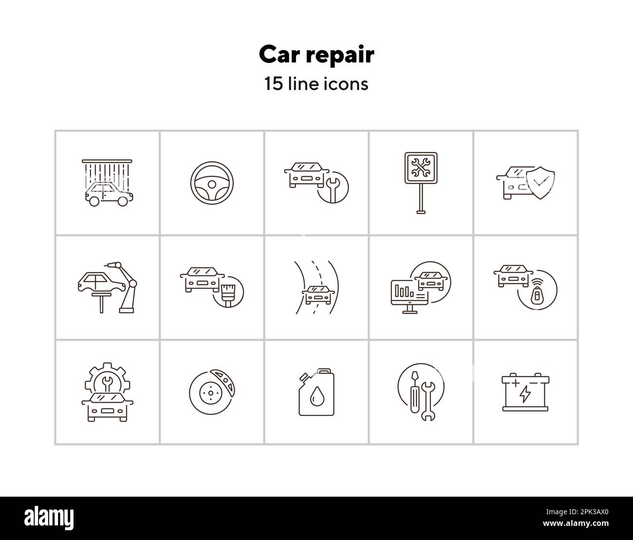Automotive technology line icons Cut Out Stock Images & Pictures - Alamy